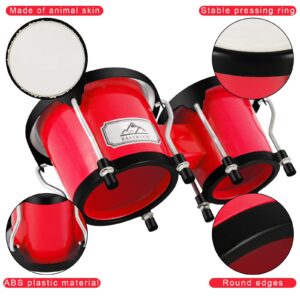 EastRock Bongo Drum 4” and 5” Set for Adults, Beginners,Percussion Bongos Drum With Tuning Wrench (Red)