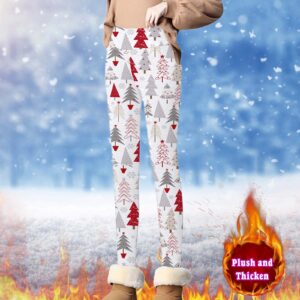 ZDDO Christmas Women's Winter Fleece Lined Leggings, Funny Xmas Gprahic High Waist Thick Warm Tights Thermal Yoga Pants Women Clothing Baggy Sweatpant Joggers Track Sports Workout Gym Fitness Loose