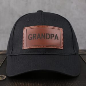 New Grandpa Gift，Grandpa Leather Patch Trucker Hat，Best Gift for Grandpa，Baseball Hat for Grandpa Black