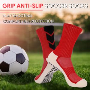 QCWQMYL 3 Pairs Grip Socks Soccer Mens Athletic Training Socks Non Slip Soccer Socks Yoga Sports Socks for Football Basketball Pilates Ballet