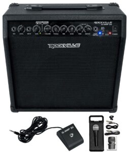 rockville g-amp 30 watt guitar combo amplifier amp w/bluetooth+footswitch+mic