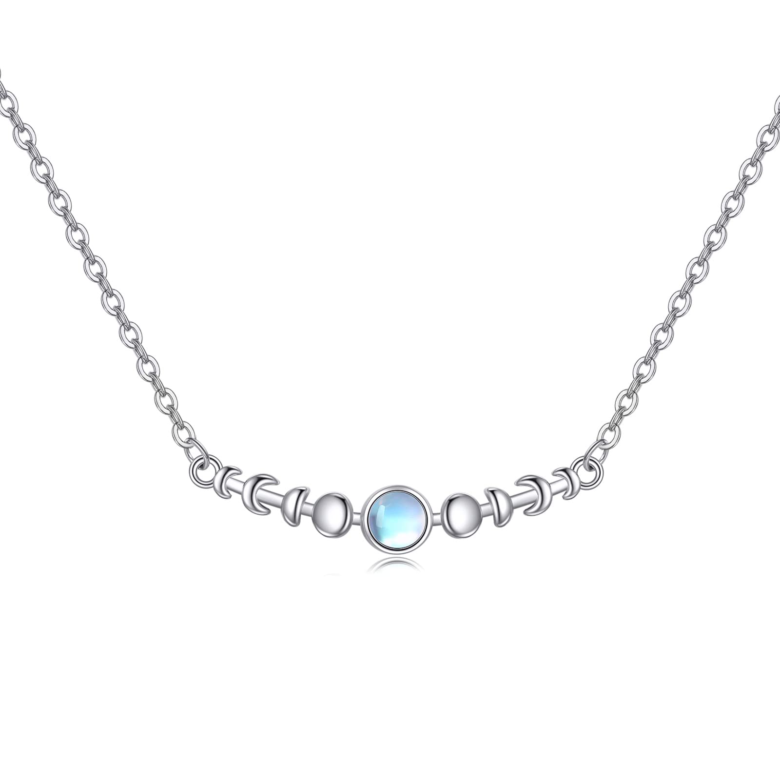 CRMAD Moon Phase Necklace Sterling Silver Moonstone Pendant Mother's Day Gifts for Mom (moon phase)