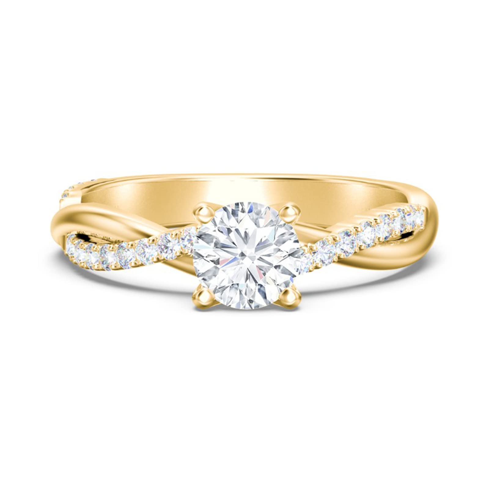 Solid Gold Moissanite Engagement Ring for Women 10K/14K/18K Gold Twisted Wedding Band, 1.45cttw-2.45cttw Moissanite Eternity Rings, Size 5-12 (Round-Cut, 18K Solid Gold)