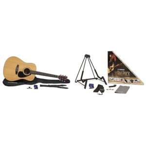 yamaha gigmaker deluxe acoustic guitar package with fd01s guitar, gig bag, tuner, strap and picks + yamaha axe pack guitar accessory kit