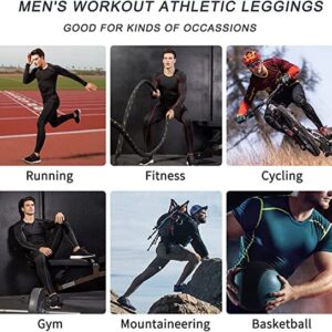 EARGFM Men's Compression Pants Athletic Leggings Workout Running Tights Dry Base Layer with Pockets Active Cycling Pants White