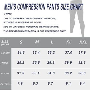 EARGFM Men's Compression Pants Athletic Leggings Workout Running Tights Dry Base Layer with Pockets Active Cycling Pants White