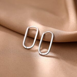 Reffeer 925 Sterling Silver U Hoop Earrings for Women Teens Minimalist Square Hoop Earrings U Huggie Earrings (A-Silver)