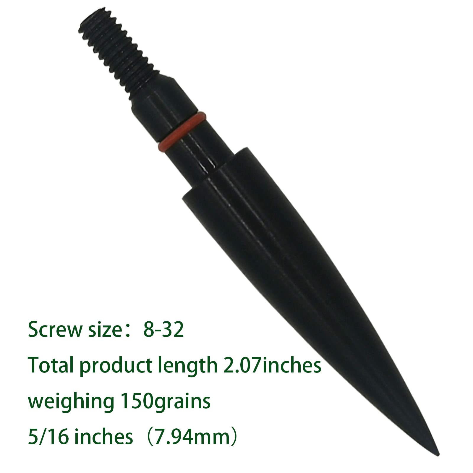 LeeMui 100/125/150 Grains Archery Field Points,Archery Practice Hunting Arrow Tip for Recurve, Compound Bow Crossbow, Screw-in arrowheads (Black-150grain5/16)