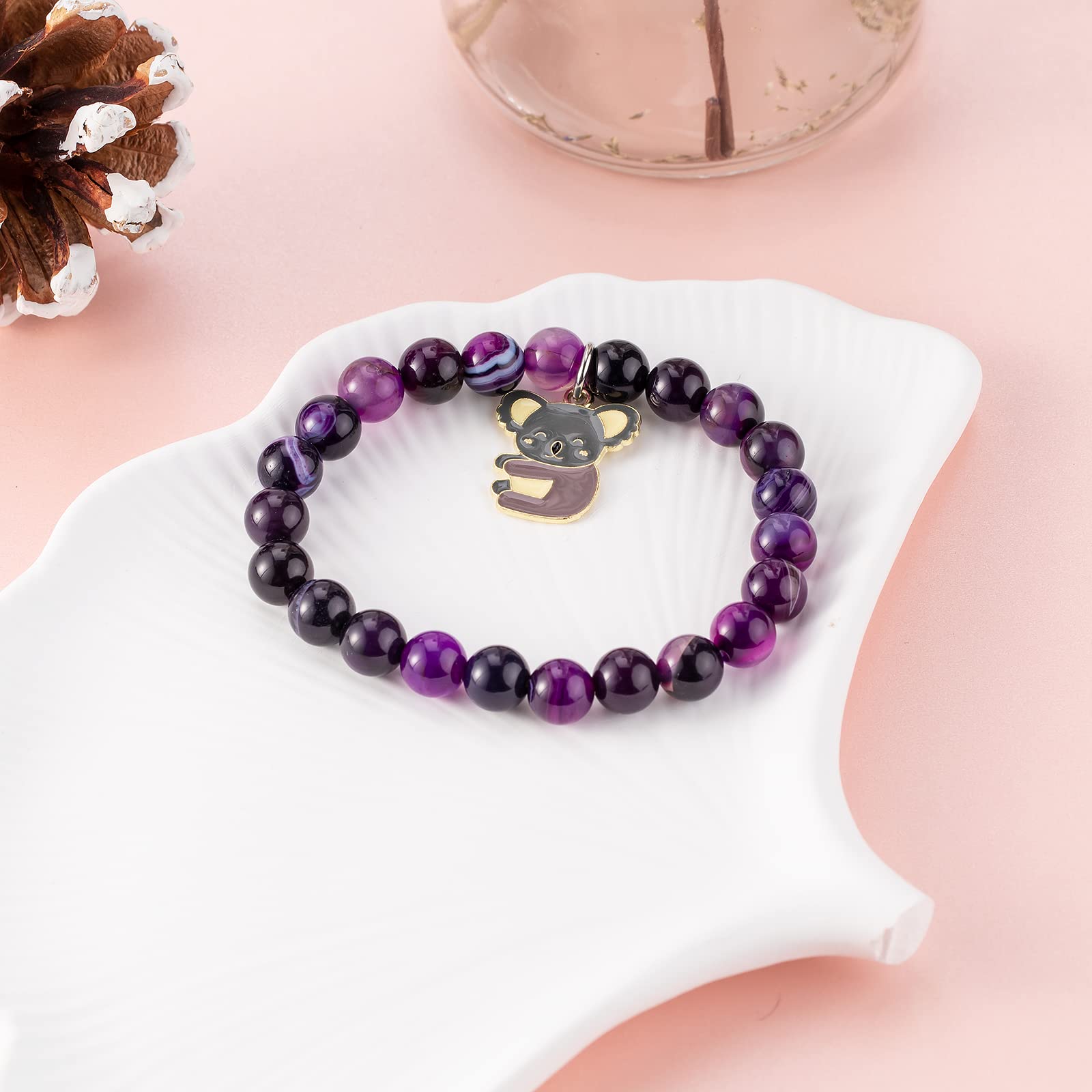 PARTNER Koala Lover Gift Koala Spirit Animal Gift Koala Bracelet Koala Charm Jewelry Inspiration Gift for Friend (purple)