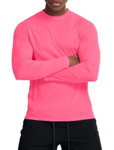 running shirts for men long sleeve(neon pink,l)