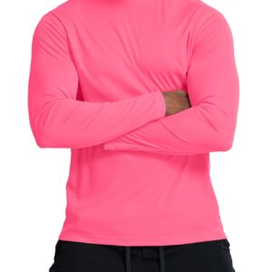 Running Shirts for Men Long Sleeve(Neon Pink,L)