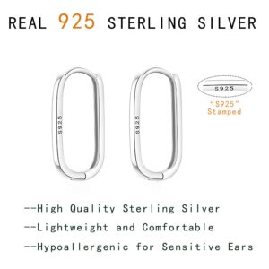 Reffeer 925 Sterling Silver U Hoop Earrings for Women Teens Minimalist Square Hoop Earrings U Huggie Earrings (A-Silver)