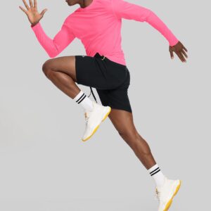 Running Shirts for Men Long Sleeve(Neon Pink,L)