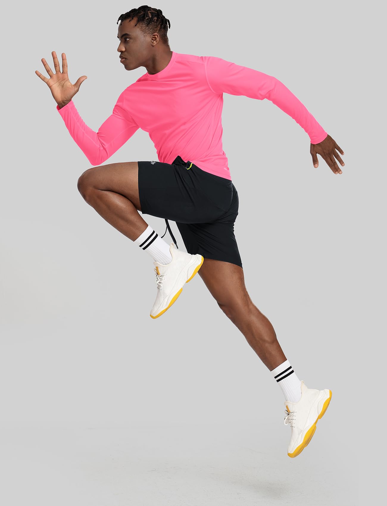 Running Shirts for Men Long Sleeve(Neon Pink,L)