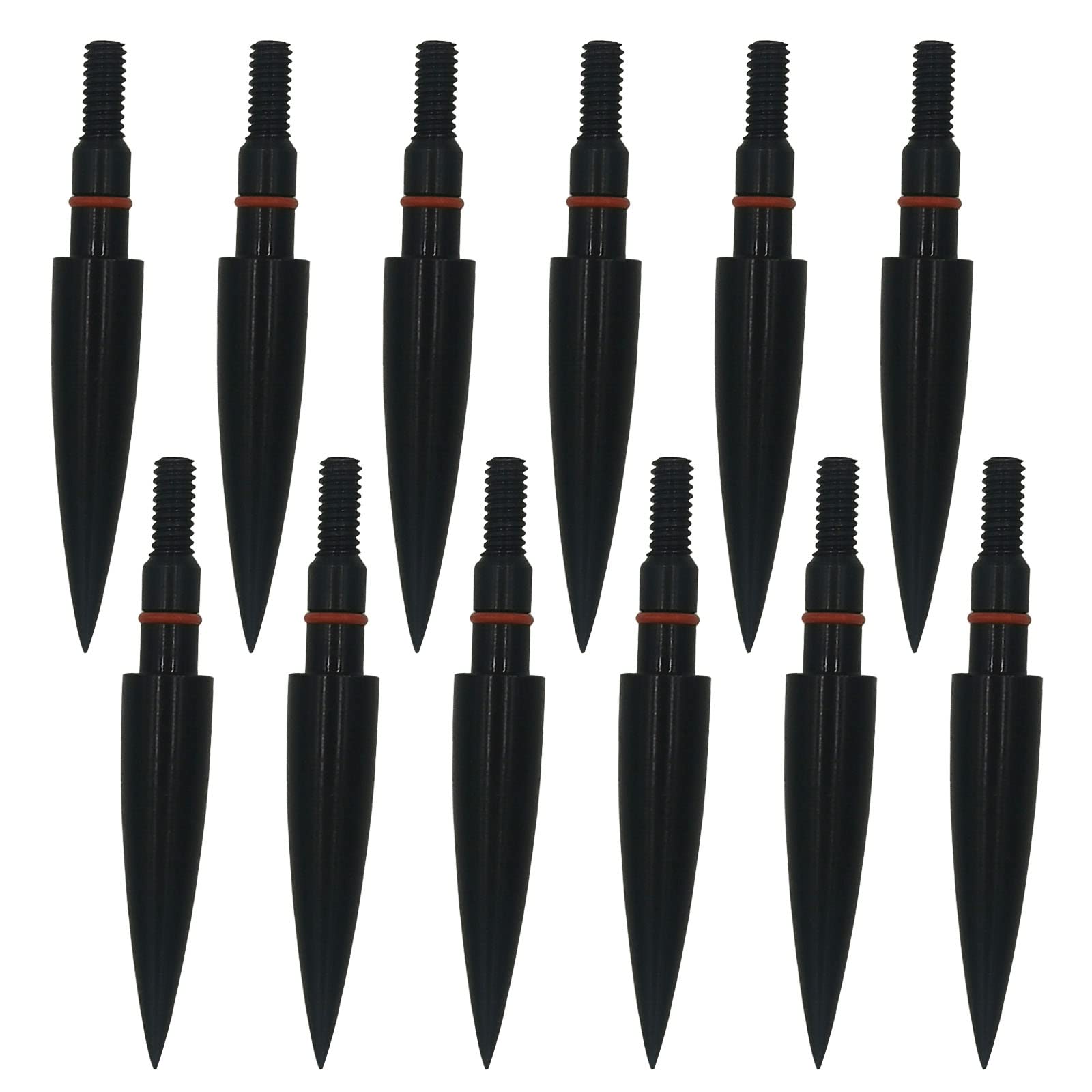 LeeMui 100/125/150 Grains Archery Field Points,Archery Practice Hunting Arrow Tip for Recurve, Compound Bow Crossbow, Screw-in arrowheads (Black-150grain5/16)