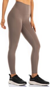 ukaste women's studio essential high-rise yoga leggings 25" - soft stretch workout active tights pants (desert taupe, 4)