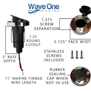 Wave One Marine | Adjustable Telescoping All-Around Anchor Light With Stainless Base | LED Boat Pole Aft Stern Navigation USCG 2NM | 12 Volt DC | 360 Night Nav Waterproof 28"-42"