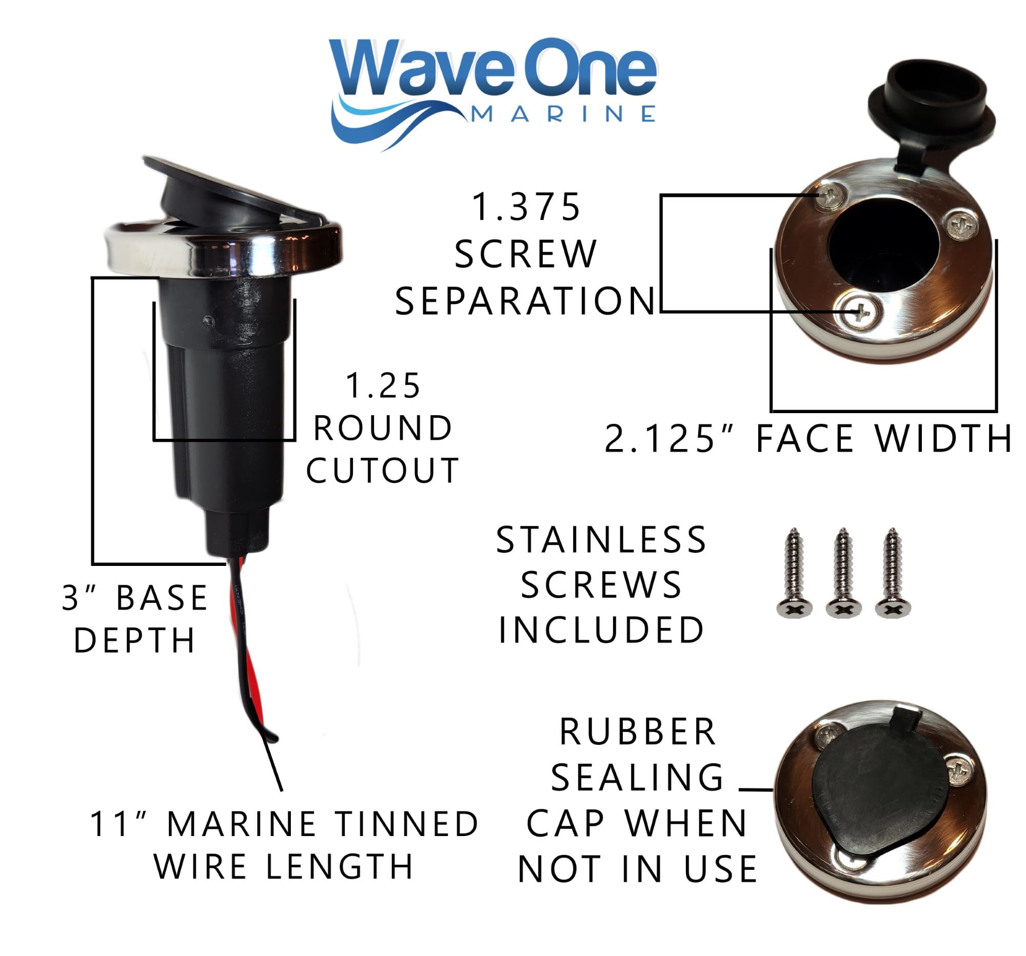 Wave One Marine | Adjustable Telescoping All-Around Anchor Light With Stainless Base | LED Boat Pole Aft Stern Navigation USCG 2NM | 12 Volt DC | 360 Night Nav Waterproof 28"-42"