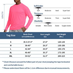 Running Shirts for Men Long Sleeve(Neon Pink,L)