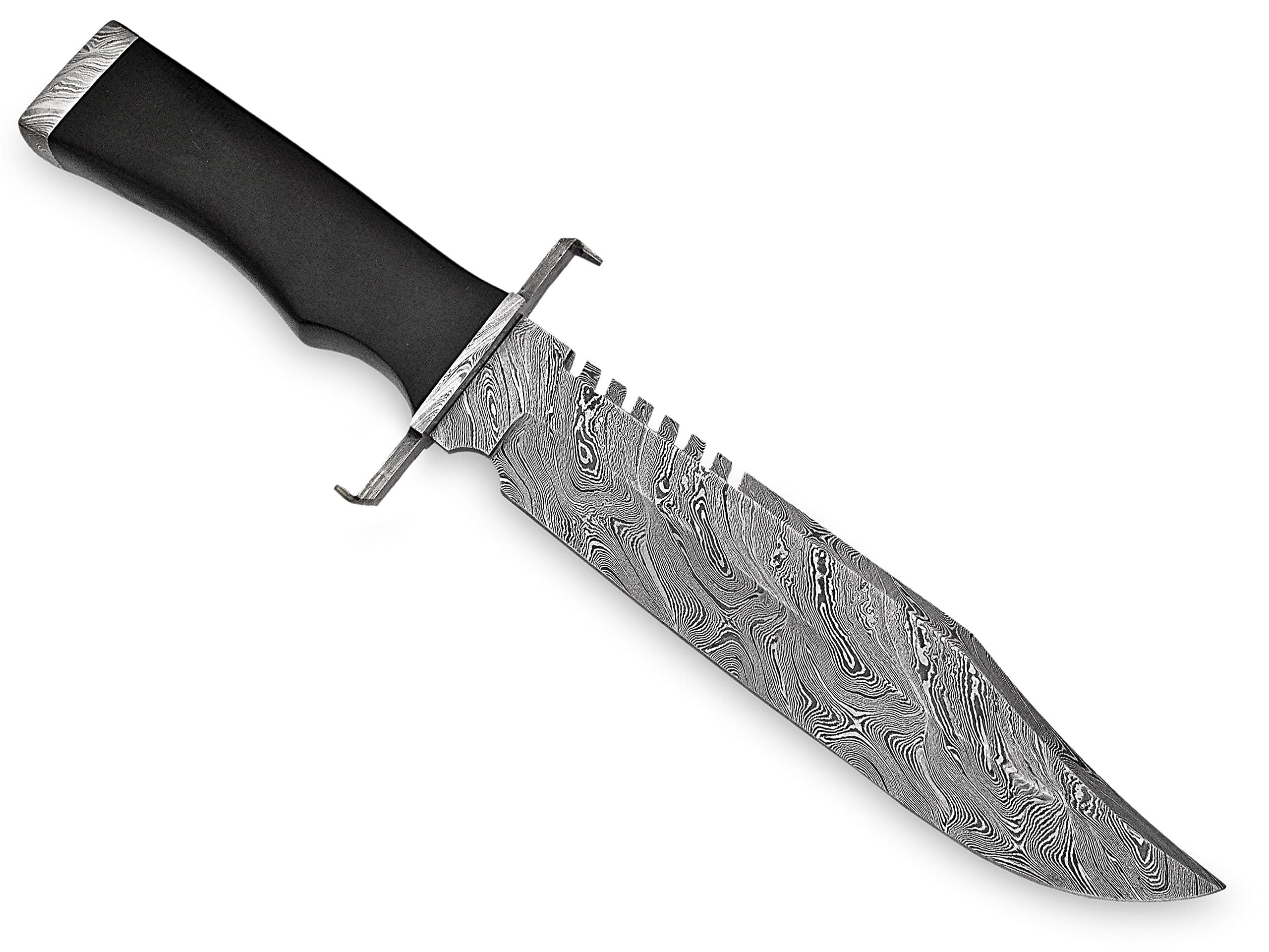 SFG - 14" Fixed Blade Hunting Bowie Knife, Damascus Steel Blade, Non-Slip Black Micarta Handle, Hunting, Camping, Backpacking, Fishing, Unique Gift Item For Him