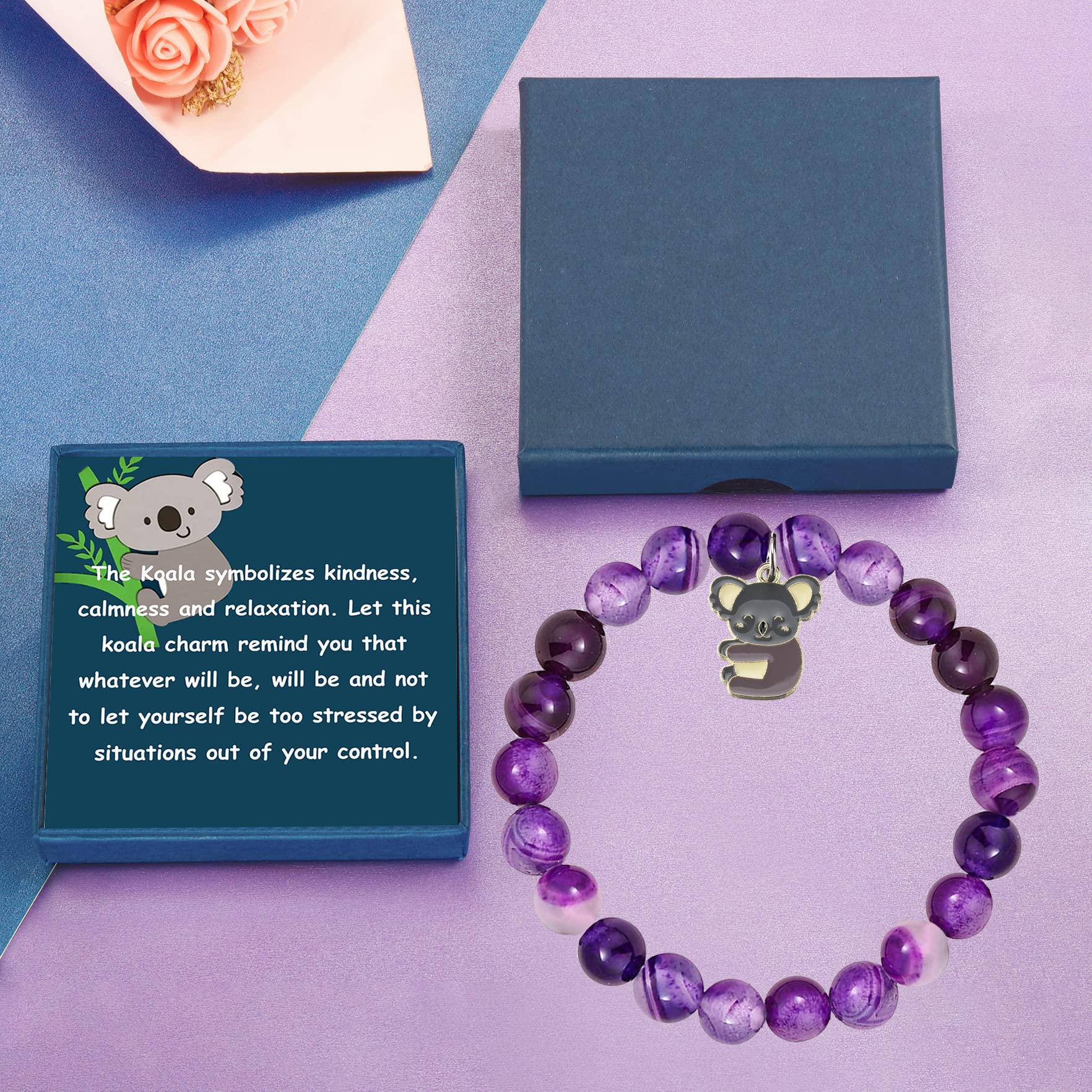 PARTNER Koala Lover Gift Koala Spirit Animal Gift Koala Bracelet Koala Charm Jewelry Inspiration Gift for Friend (purple)