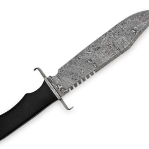 SFG - 14" Fixed Blade Hunting Bowie Knife, Damascus Steel Blade, Non-Slip Black Micarta Handle, Hunting, Camping, Backpacking, Fishing, Unique Gift Item For Him