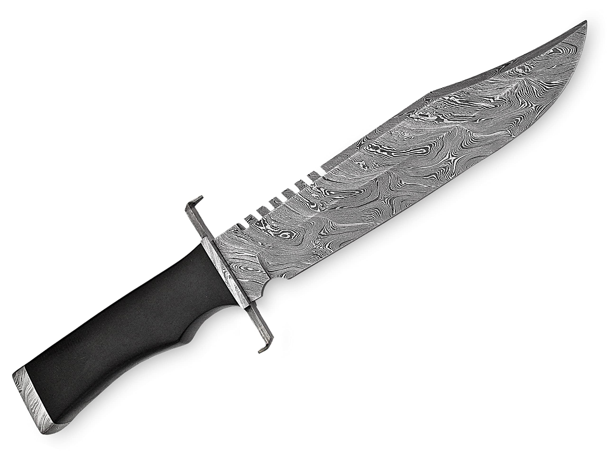 SFG - 14" Fixed Blade Hunting Bowie Knife, Damascus Steel Blade, Non-Slip Black Micarta Handle, Hunting, Camping, Backpacking, Fishing, Unique Gift Item For Him