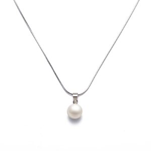 925 sterling silver necklace for women sterling silver chain with single pearl pendant necklace snake chains design for fashionable women high-end gifts- silver pearl necklace