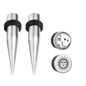 1g/7mm 9mm 316l surgical steel sun moon ear tunnels plugs and tapers piercing jewelry gauges for man woman