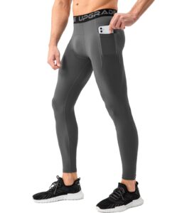 dark grey men's compression pants tights leggings sports baselayer athletic tights for running football basketball xl