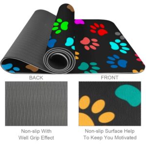 REJOON Colorful Animal Paw Prints Yoga Mat Thick Non Slip Yoga Mats for Women&Girls Exercise Mat Soft Pilates Mats