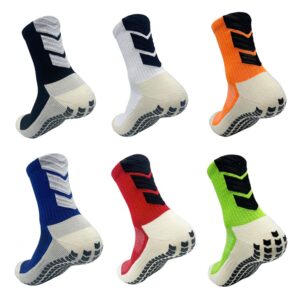 barrlves 6 pairs men's soccer socks colorful non slip grip pads football basketball athletic sports soccer socks (#6 multi b)