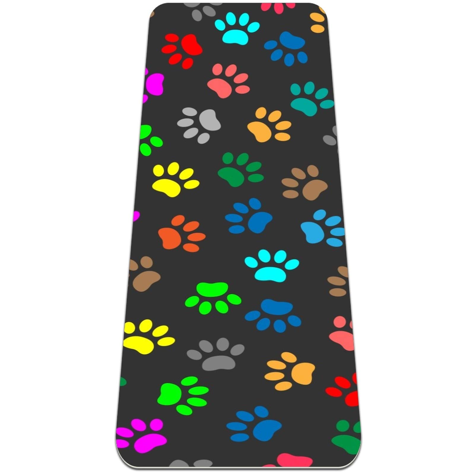 REJOON Colorful Animal Paw Prints Yoga Mat Thick Non Slip Yoga Mats for Women&Girls Exercise Mat Soft Pilates Mats