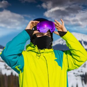 SHUOLIYAN Ski Goggles - With Ski Mask, Anti-Fog Snow Goggles, UV Protection OTG Snowboard Goggles For Men Women （Purple Lens）