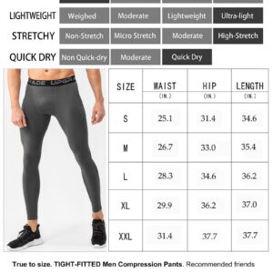 Dark Grey Men's Compression Pants Tights Leggings Sports Baselayer Athletic Tights for Running Football Basketball XL