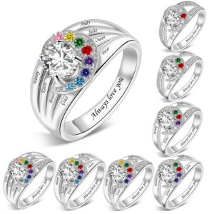 bauma auto personalized mothers rings with birthstones custom name rings for women birthstone family rings for mom grandma wife