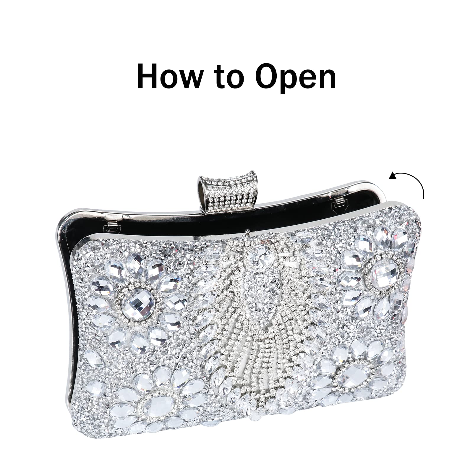 COAIMANEY Womens Sparkly Rhinestone Sequin Glitter bag Clutch Evening Handbag Shoulder Bags Purse for Wedding Party Prom