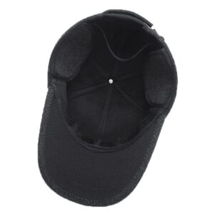 EDIKO Winter Hats for Men Baseball Cap Warm Dad Caps with Earflaps Adjustable Black