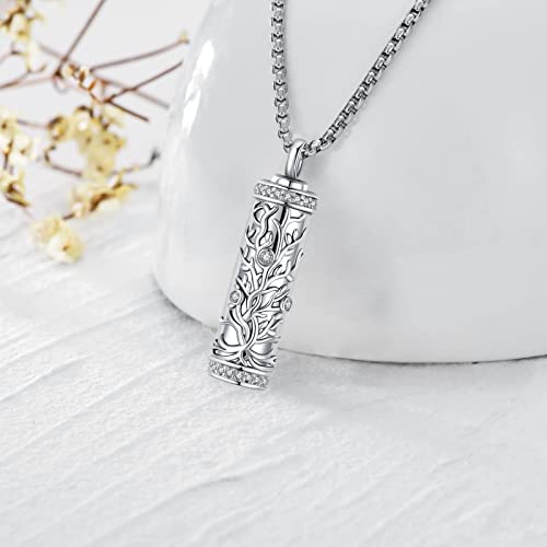 LOOVE Tree of Life Urn Necklace for Ashes Sterling Silver Tree of Life Cremation Jewelry for Ashes for Women