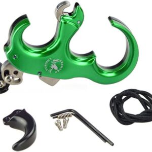 SHARROW Bow Release Aid 3/4 Fingers Automatic Archery Release Aluminium Alloy Thumb Trigger for Compound Bow Accessory (Green)