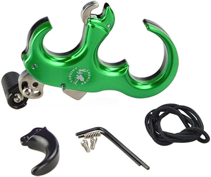 SHARROW Bow Release Aid 3/4 Fingers Automatic Archery Release Aluminium Alloy Thumb Trigger for Compound Bow Accessory (Green)