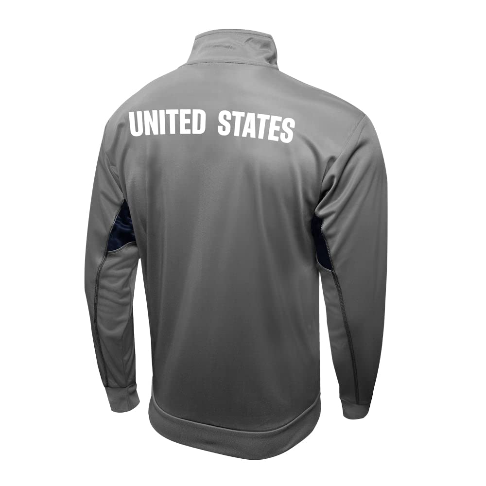 Icon Sports Officially Licensed U.S. Soccer Full Zip Up Active Adult Training Soccer Track Jacket | Fortress, Grey, Large