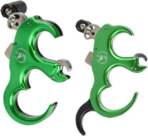 sharrow bow release aid 3/4 fingers automatic archery release aluminium alloy thumb trigger for compound bow accessory (green)