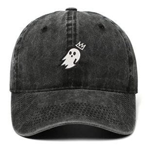 livome cute ghost baseball caps for halloween men women, adjustable embroidery athletic trucker hat cotton snapback funny boo dad cap girl youth unisex adult