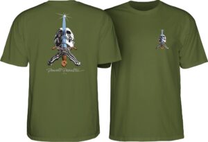 powell peralta skull & sword t-shirt, military green '2', large