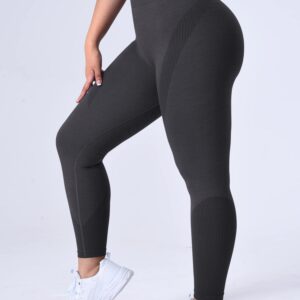 YEOREO Women Seamless Ozone Workout Leggings High Waisted Butt Lifting Recycled Yoga Pants Grey L