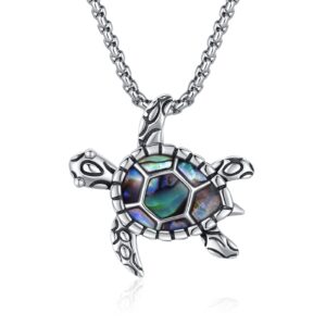 loove 925 sterling silver turtle necklace for women small abalone shell sea turtle pendant ocean animal jewelry