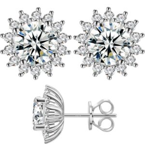 moissanite stud earrings 0.2ct-8.0ct 18k white gold plated d color vvs1 clarity brilliant round cut lab created diamond s925 sterling silver hypoallergenic stud earrings anniversary day gifts for women men