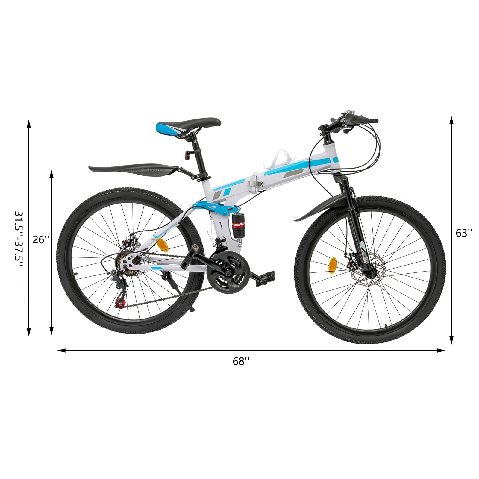 Gdrasuya10 26 Inch Folding Mountain Bike 21 Speed Foldable Mountain Bike Bicycle for Adult Men Women Outdoor Cycling Dual Disc Brakes MTB Bicycle Bike