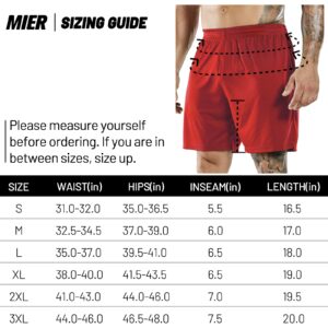 MIER Men's Quick-Dry Athletic/Soccer/Basketball Shorts Without Pockets No Liner Running Workout Training Active Shorts, Black/Red, L